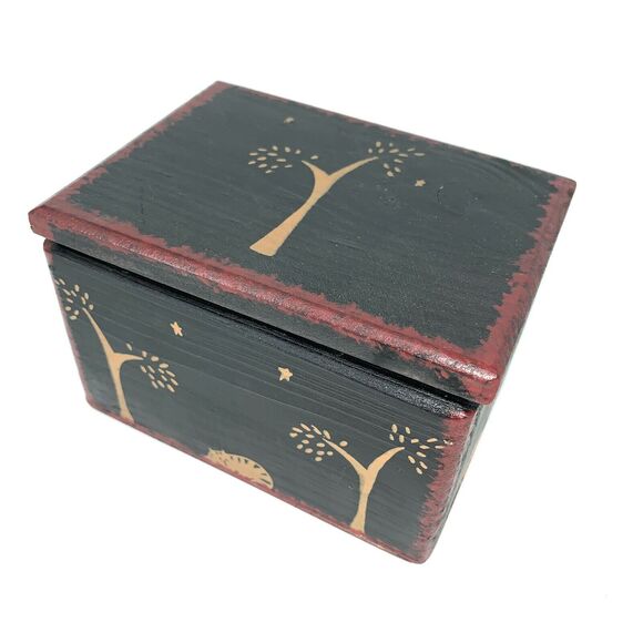B Altman & Co | Accents | Vintage Handpainted Wood Box Leather Hinges B ...